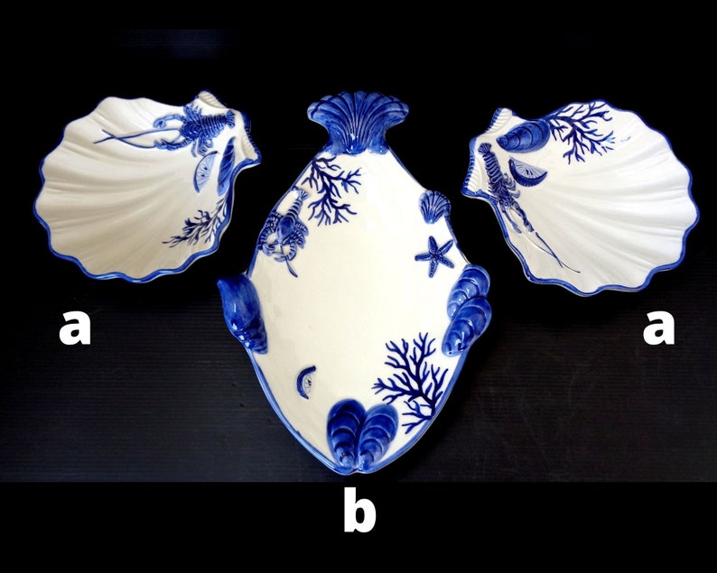 Ceramic Fish Shape Dish / Shell Shape Bowls With 3D Lobster and Shells ...