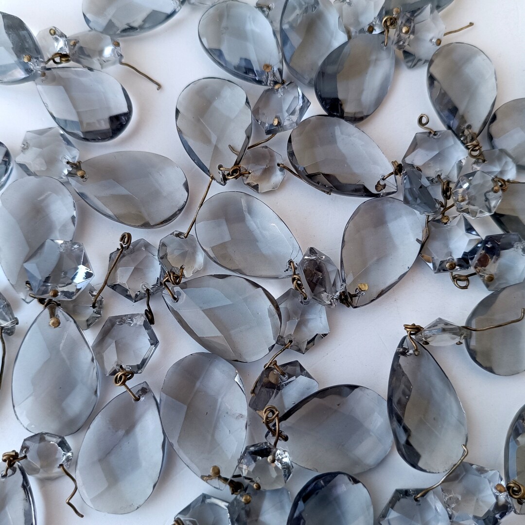 Lot 9 Italy 50s Smokey Glass Crystal Spare Parts Chandelier Smokey ...