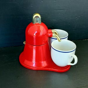 Italian Red Enameled Espresso Maker, Double Serving Stovetop Espresso ...