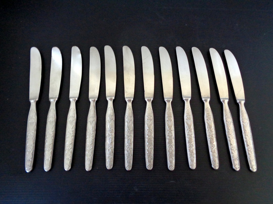 Vintage Italy Set Ornate Inox Knives, Italian Kitchen Accessory, Food ...