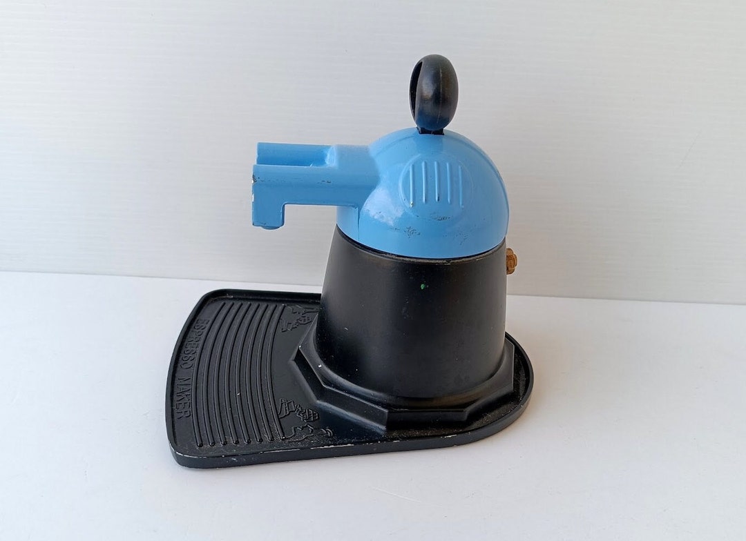 Vintage Italian Black Blue Enameled Espresso Maker, Double Serving ...