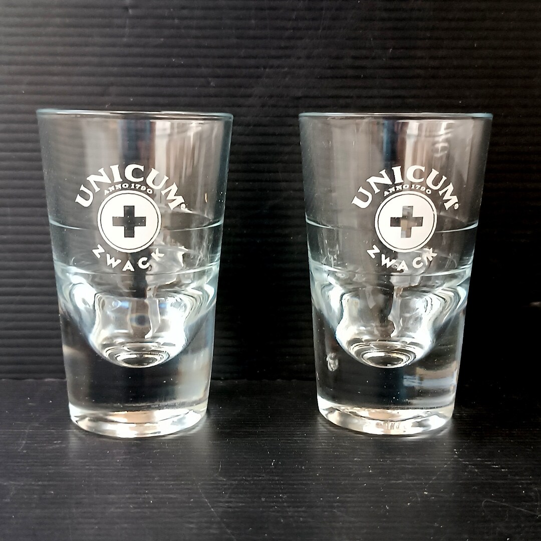 Pair of Vintage Italy Heavy Bottom Glass Drinking Amaro Unicum Glasses ...
