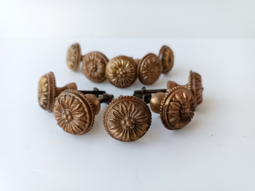 5 Vintage Italy Antique Brass Handles Knobs Drawer Knobs Knockers Home Decor Drawers Wardrobe ...
