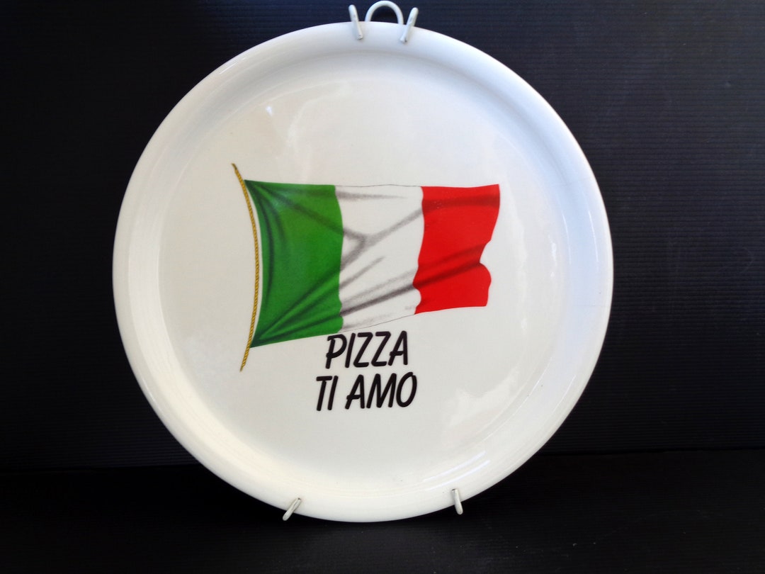 Vintage Italian Pizza Dish Circle Plate With Italian Flag - Etsy