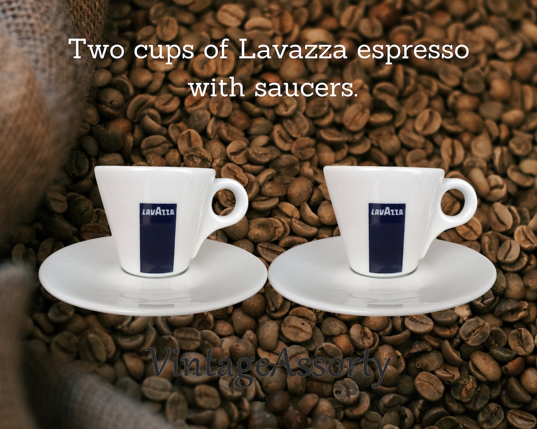 Two Classic Coffee Lavazza Blue Espresso Cups With Saucers, White ...