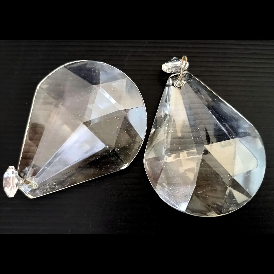 Rare Shape Vintage Italian 50s Rare Glass Crystal Drops 80 X 65mm ...