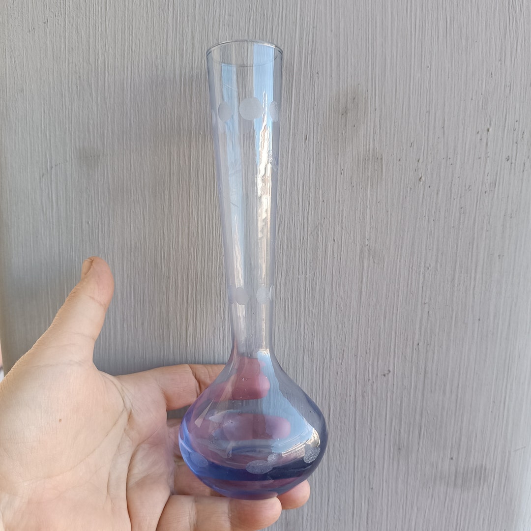 Vintage Italian Light Purple Color Glass Vase With Cuted Ornament - Etsy