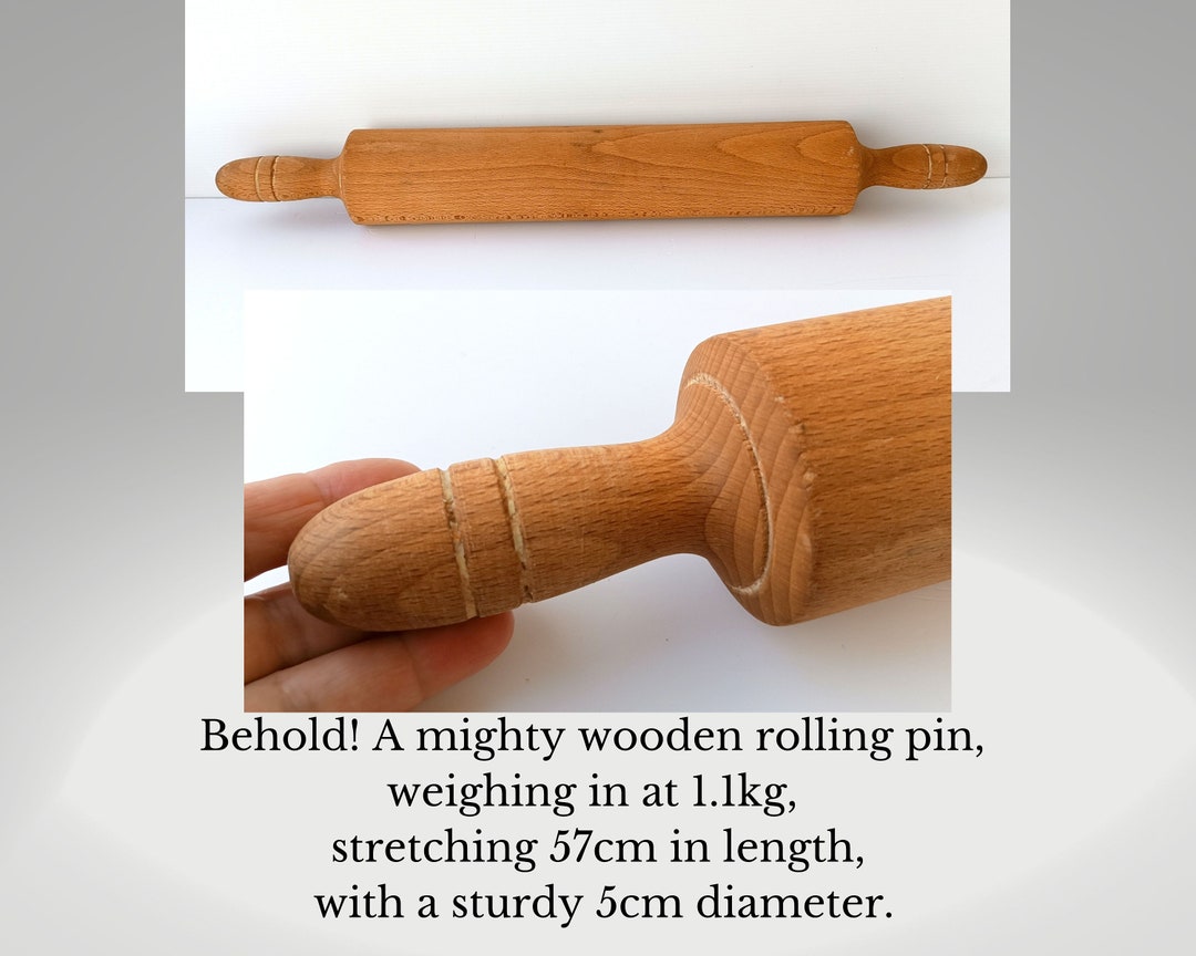 Vintage Once Italian Classic Heavy Wooden Rolling Pin in Solid Wood ...