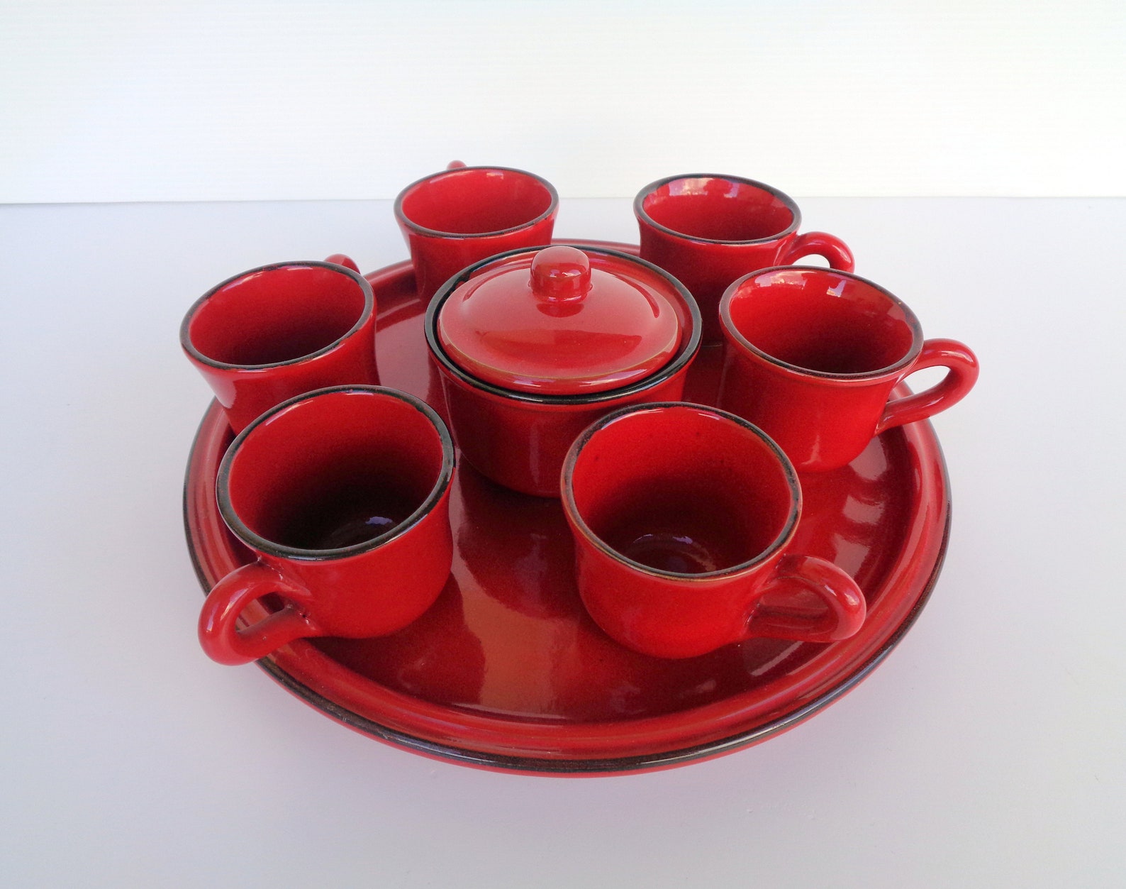 Vintage Italy Coffee Espresso Set 6 Red Ceramic Coffee Cups | Etsy