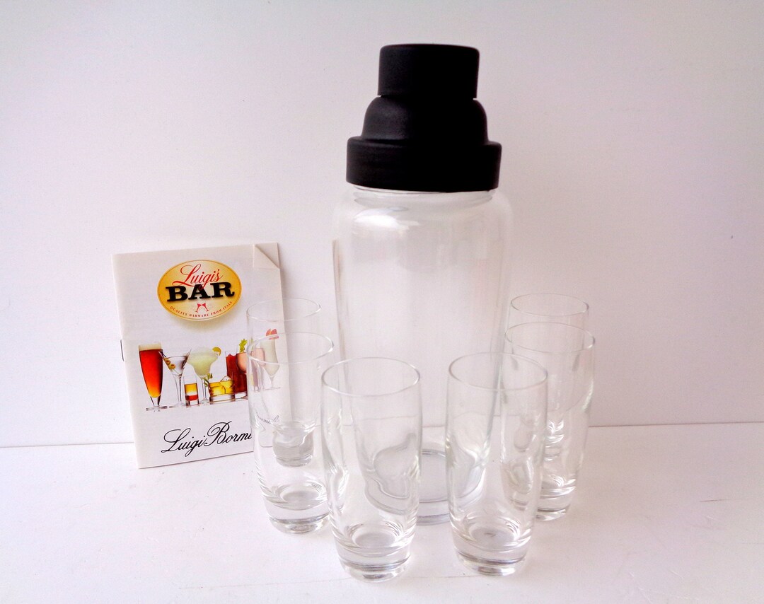 Brand New Vintage Barware Cocktail Set 6 Crystal Glasses and Shaker ...