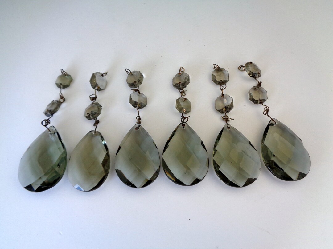 Italian 50s Crystal Spare Parts Chandelier Smokey Teardrops 5 X 3.5cm ...