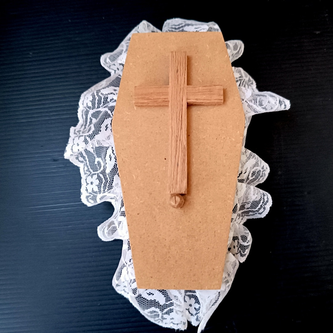 The Small Wooden Coffin, Decorated With Lace. Has the Realistic ...