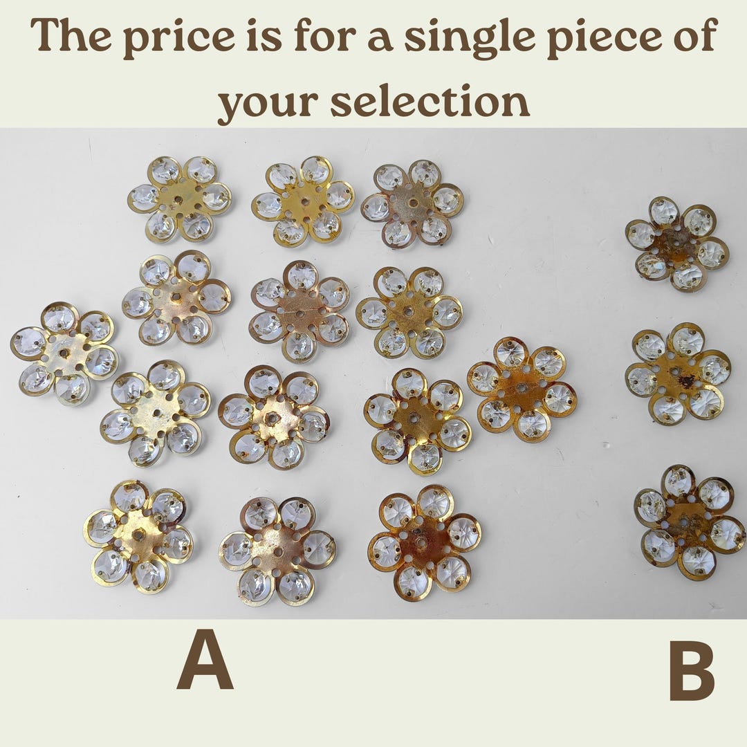 Vintage Italian Flower Shaped Metal Bobeche With 6 Crystal Octagones ...