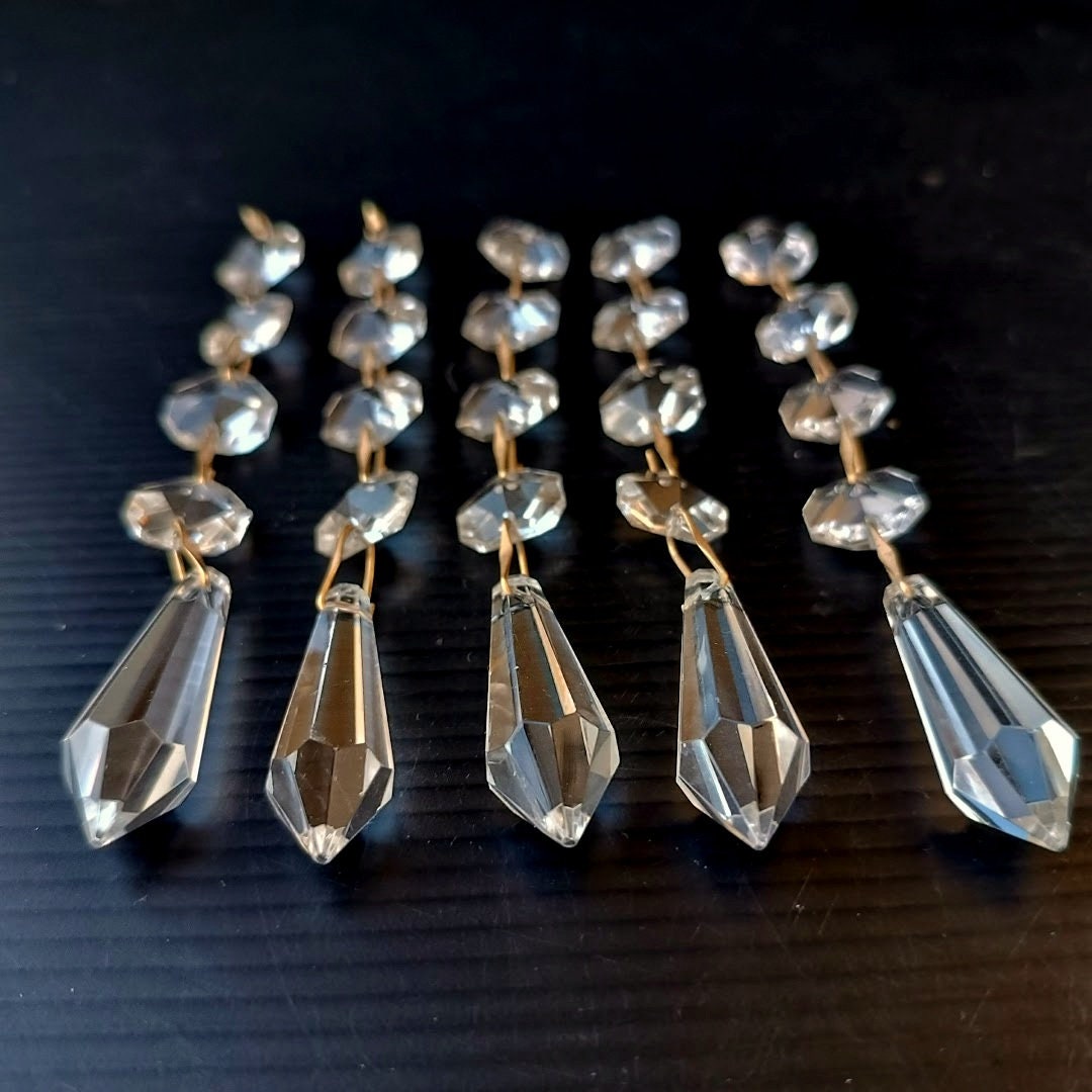 5 Vintage Italian Chandelier Light Spare Parts Glass Crystals Retro ...