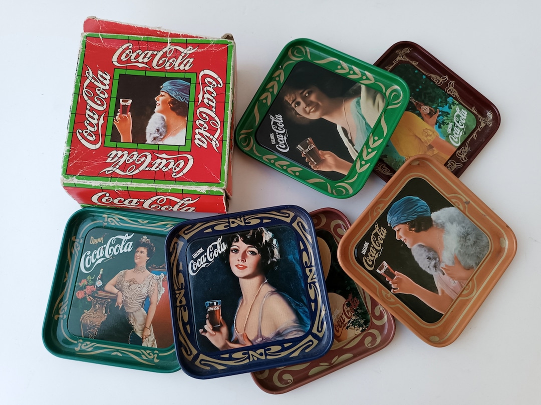 Collectable Coca-cola Coasters, Vintage Italy 70s, Set of 6 Tin ...
