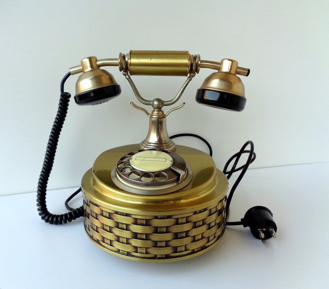 Vintage Italian Brass Telephone • Working Rotary Dial Phone • Gilded ...