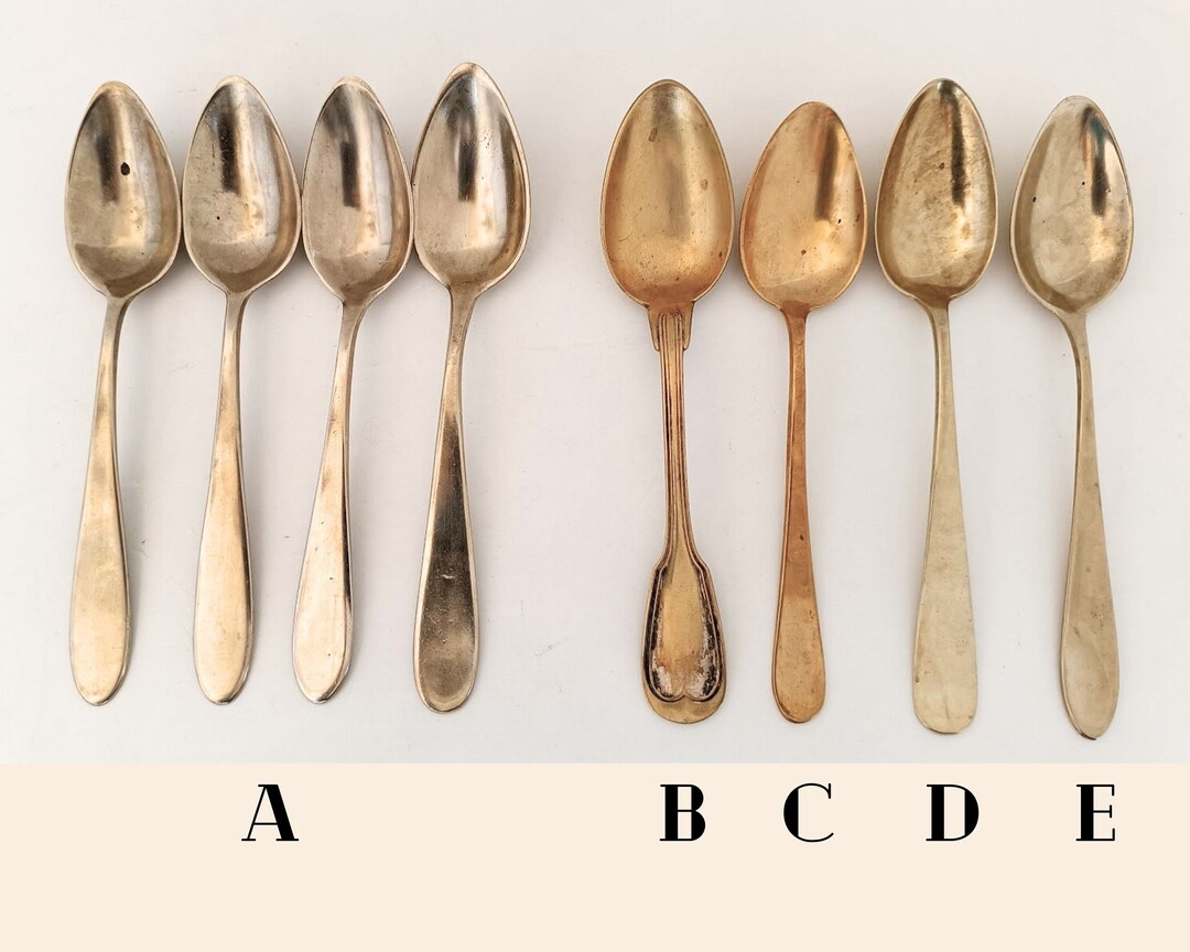 Vintage Italy 30s Old Brass Cutlery, Photo Props, Brass Spoons, Alpacca ...