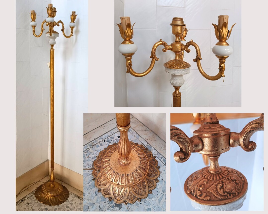 Italian Heavy Ormolu 3-lights Tall Floor Lamp With Stunning Ornate ...