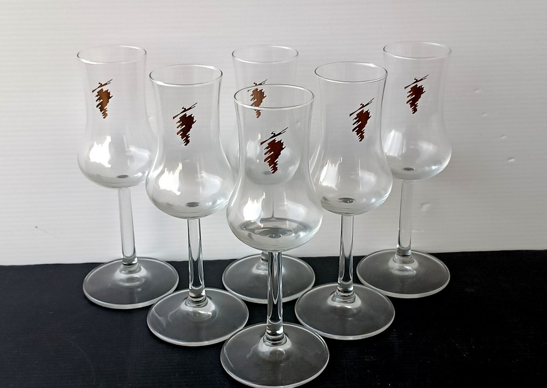Collectible Brand New Vintage Set 6 of Grappa Drinking Footed Glasses ...