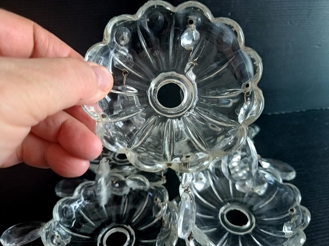 Vintage Italian 60s Bobeche Glass Crystal Parts Chandelier Teardrop ...