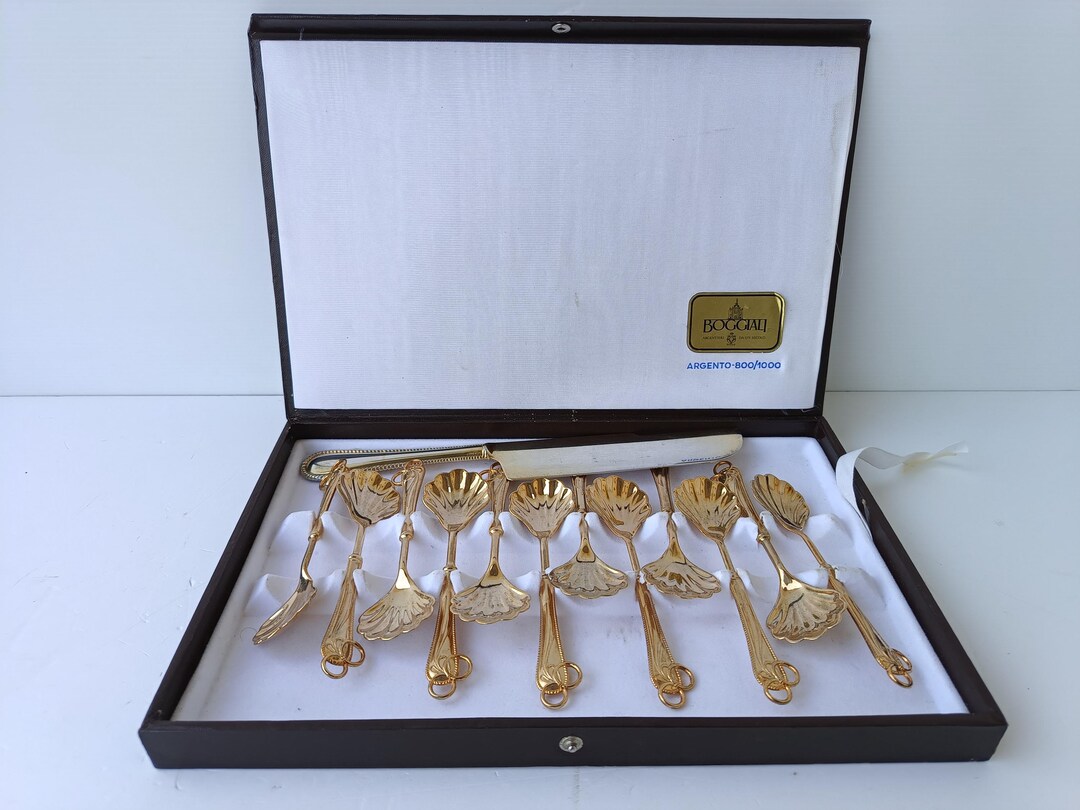 Italian Silver Dessert Set by Boggiali – Cake Server and 10 Spoons With ...