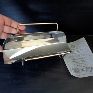 Vintage Italy Handled Inox Bread Holder, With Gold 24k Decoration Inox ...
