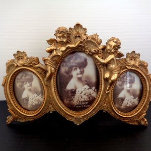 Vintage Oval Barocco Style With Cherub Triple Oval Photo Frame in Hard ...
