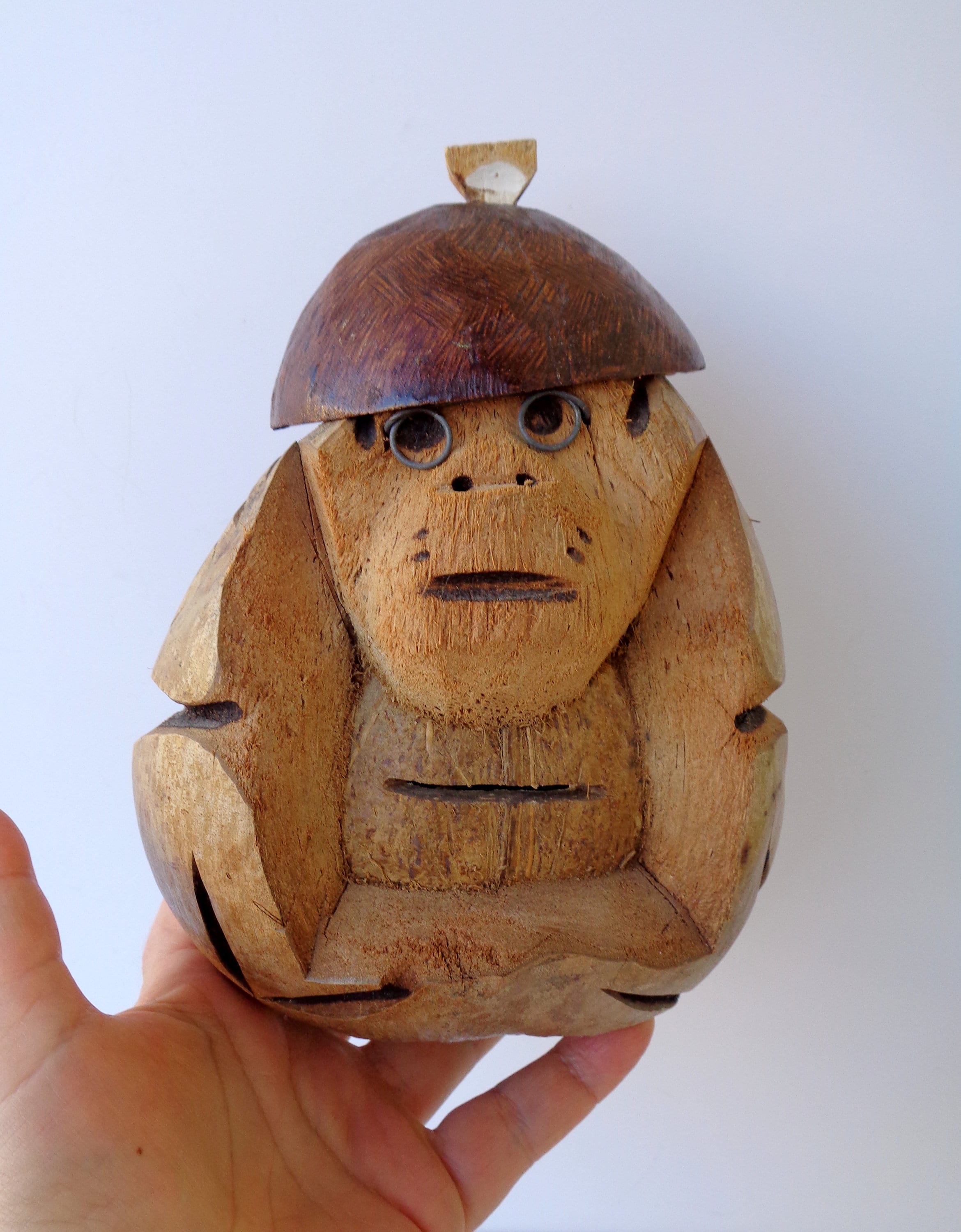 Vintage Hand Carved Monkey Figurine Unique Coconut Wood - Etsy
