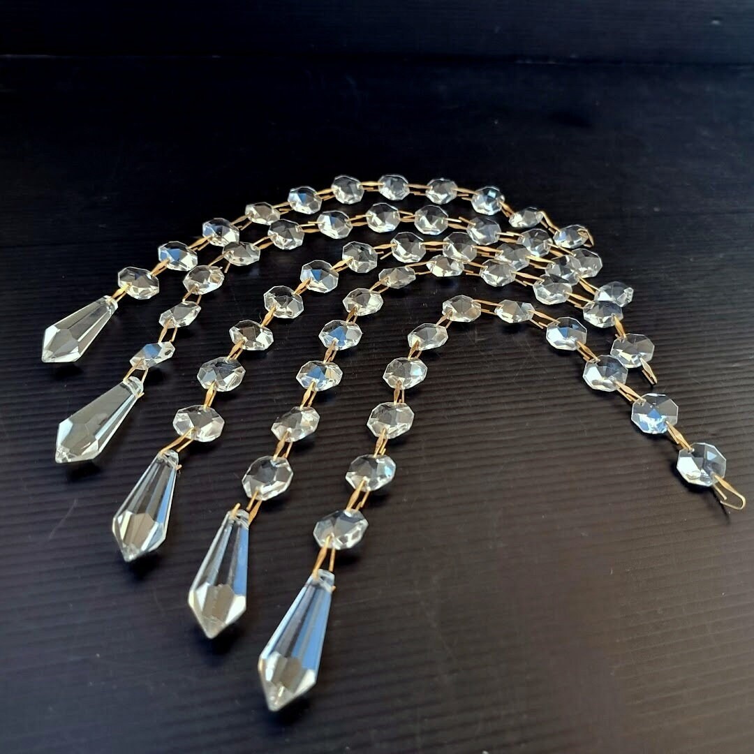 5 Vintage Italian Chandelier Light Spare Parts Glass Crystals Retro ...
