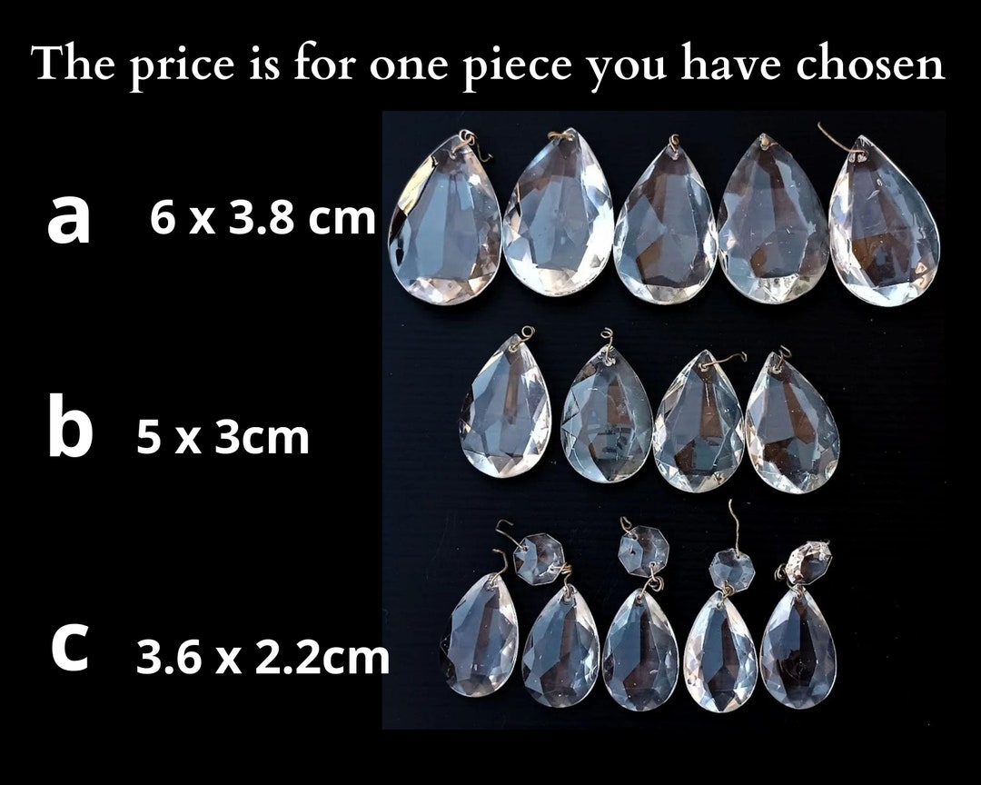 Vintage Italy 50s Glass Crystal Spare Parts Chandelier Teardrops ...