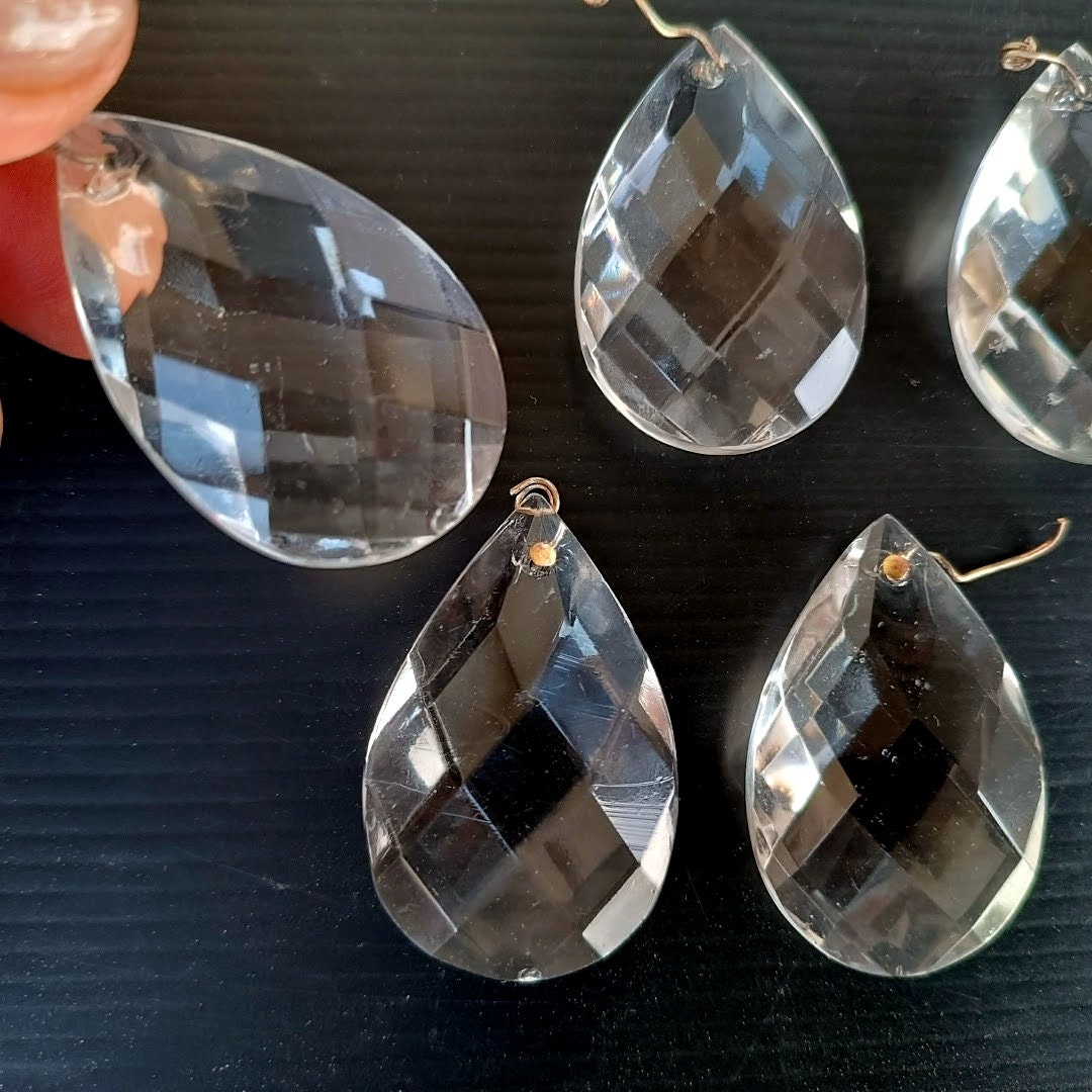 5 Pieces Glass Crystal Spare Parts Chandelier 50 X 32mm Teardrops With ...