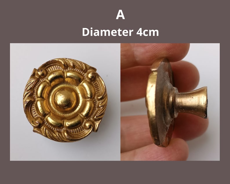 Vintage Italy Antique Brass Handles Knobs Drawer Knobs - Etsy
