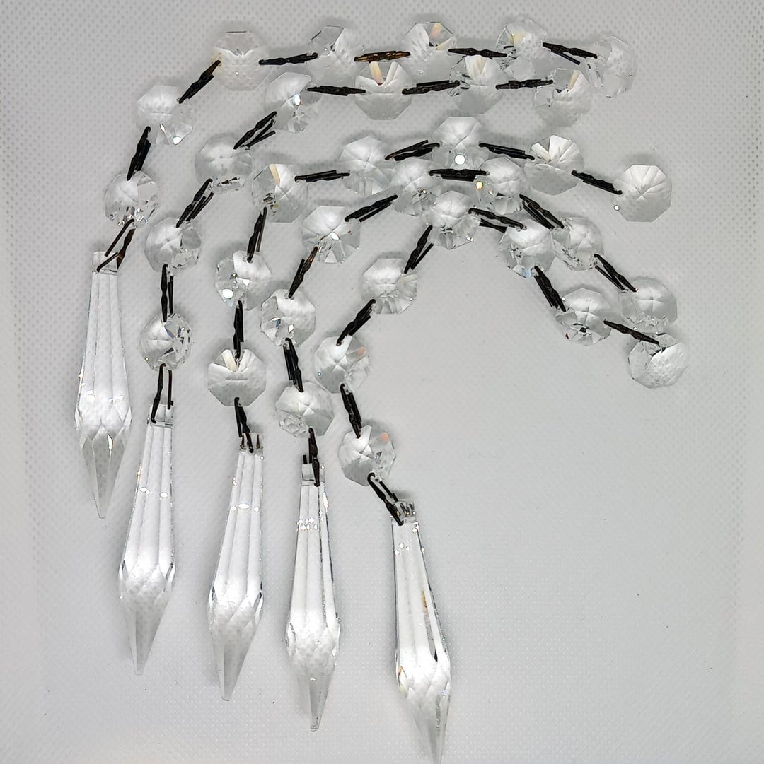 5 Vintage Italian Chandelier Light Spare Parts Glass Crystals Retro ...