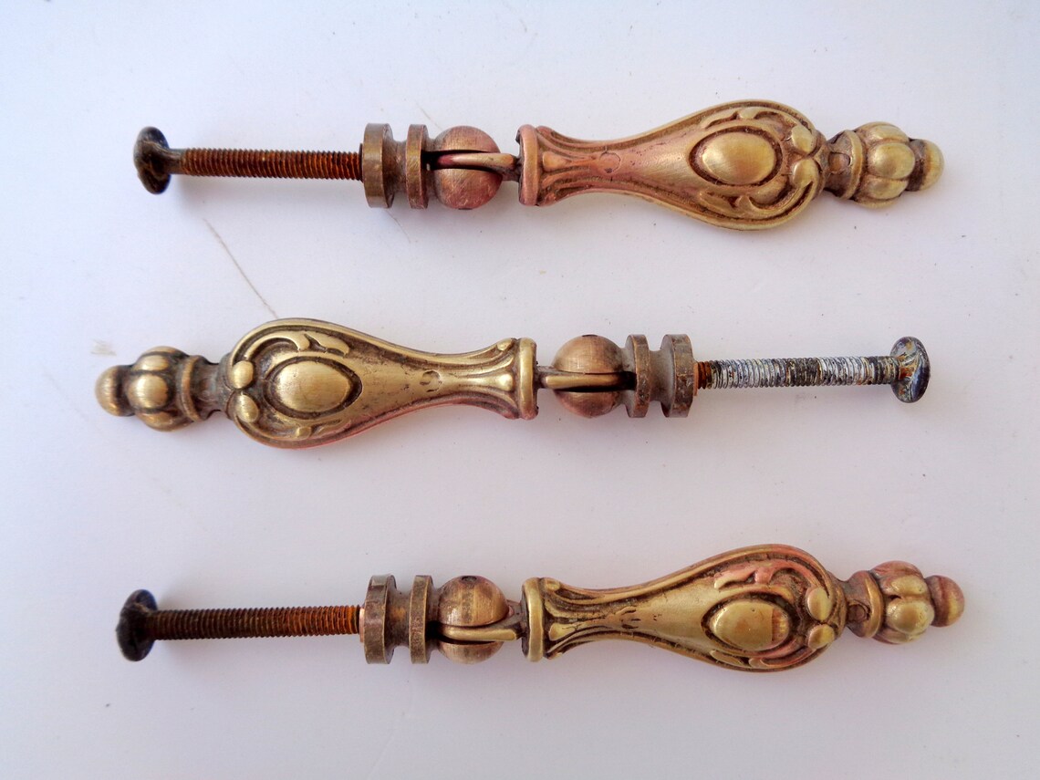 Set 3 Vintage Italian Brass Handles Antique Brass Antique | Etsy