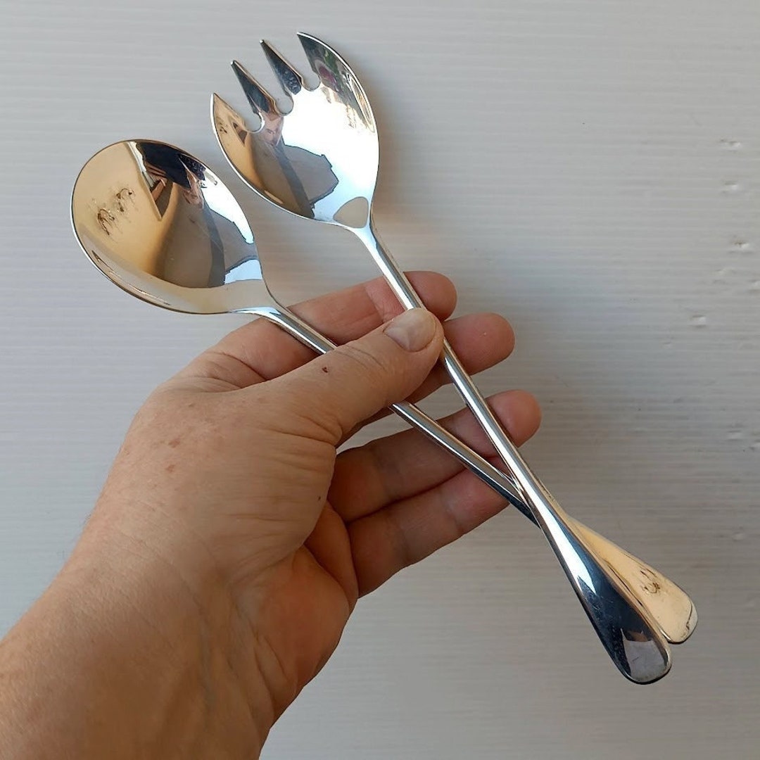 Antique Italy Set Two Salad Spoons Silver Plated Serving Spoon, Fruit ...