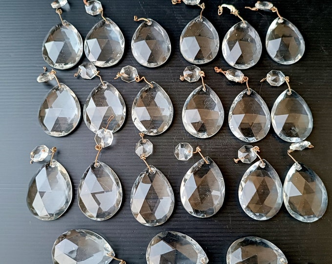 Vintage Italy 50s Glass Crystal Drops Spare Parts Chandelier 50x38x12mm ...