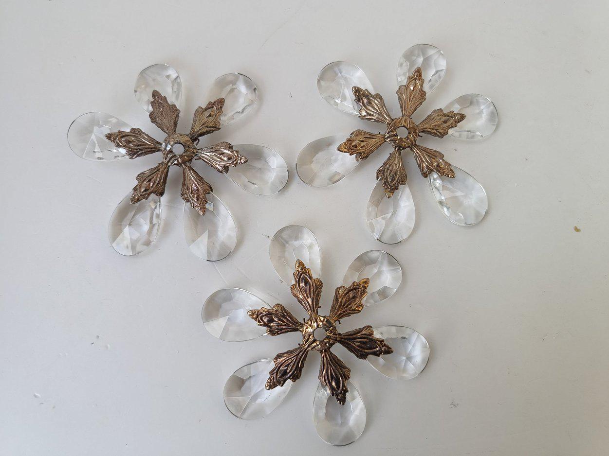 Rare Vintage Italian Flowers Shaped Metal Bobeche With 6 Crystal ...