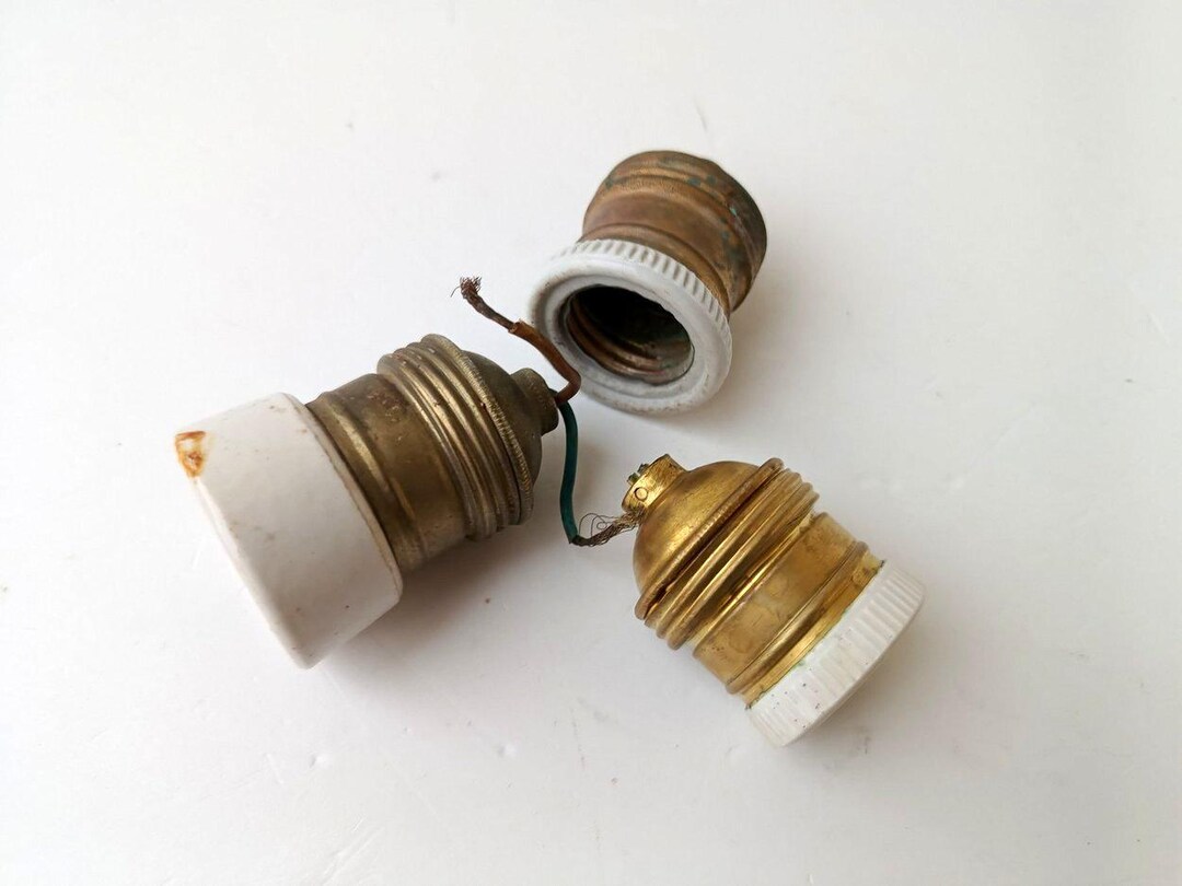 Set 3 of Vintage Italian Brass Lamp Socket, Used Bulb Brass/plastic ...