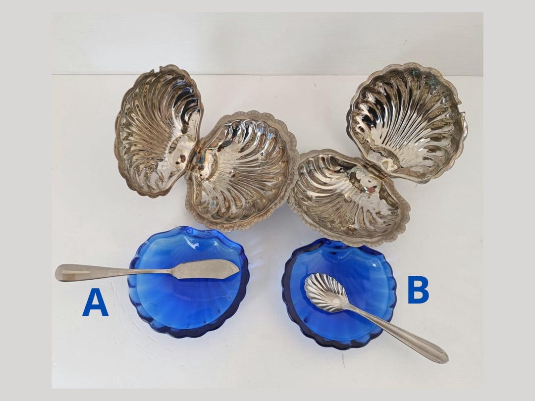 Antique Italian Serve Caviar, Butter Dish, With Glass Liner, Shell Shaped Dish, Shell Shaped ...