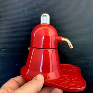 Italian Red Enameled Espresso Maker, Double Serving Stovetop Espresso ...