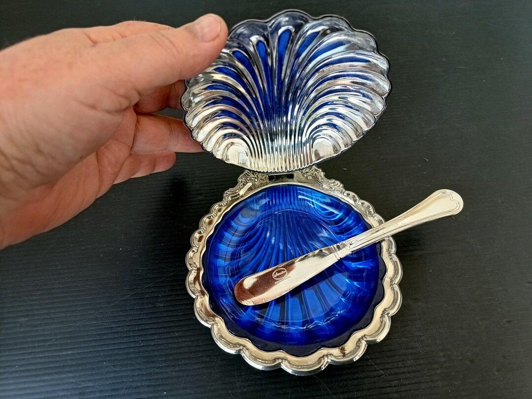 Antique Italian Serve Caviar, Bowl Dish, With Glass Liner, Shell Shaped ...