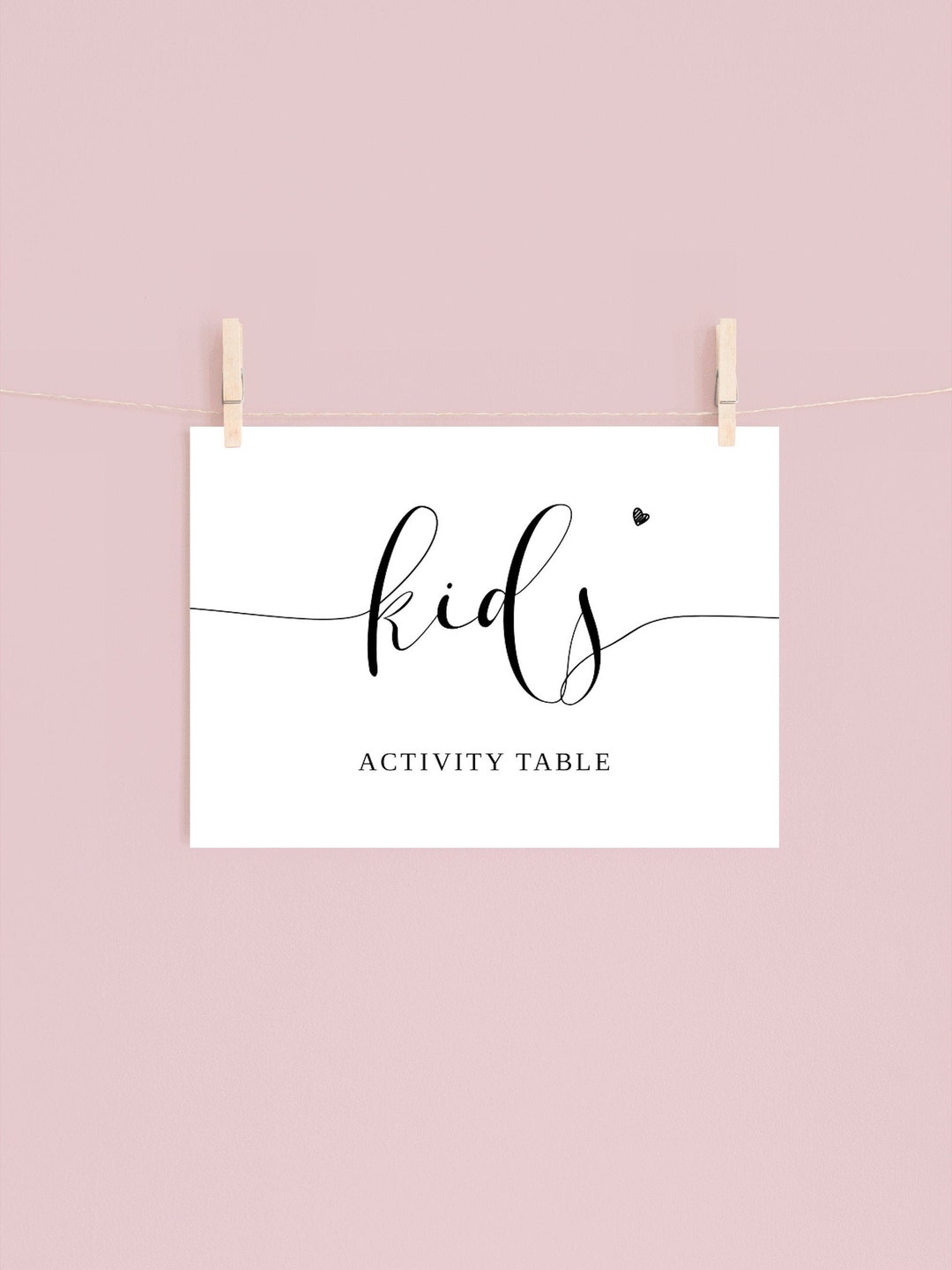 KIDS ACTIVITY TABLE Signs 5x7 & 8x10 Pdf and Jpg Non-editable Digital ...