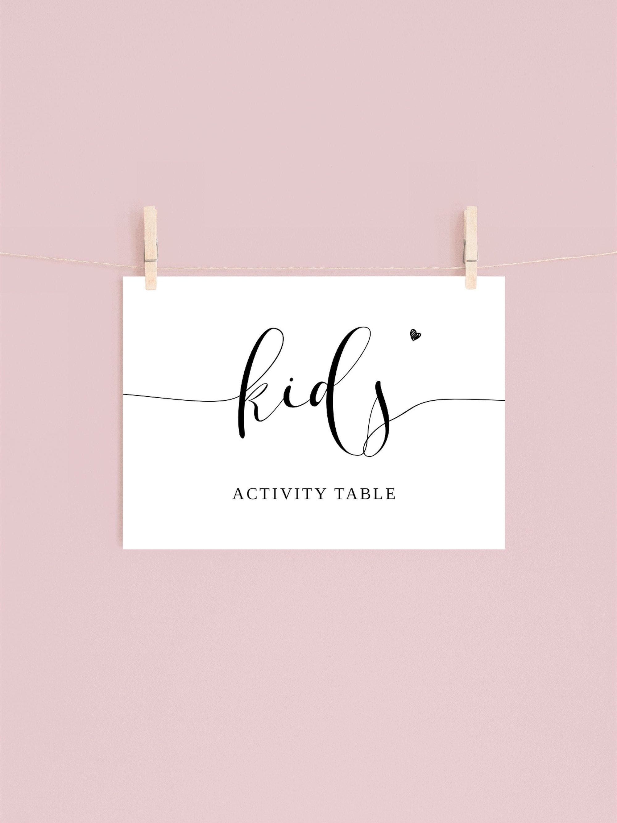 KIDS ACTIVITY TABLE Signs 5x7 & 8x10 Pdf and Jpg - Etsy