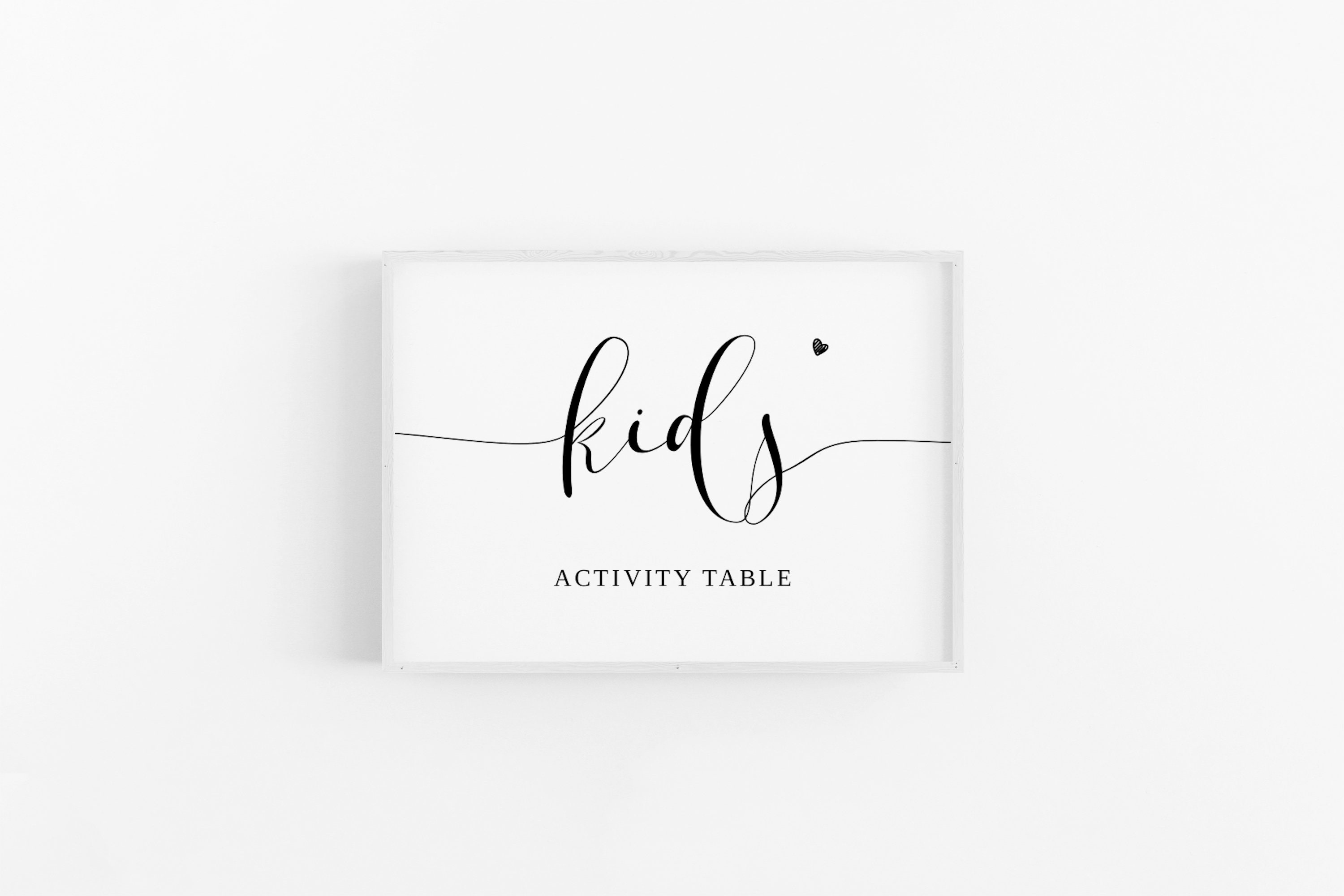 KIDS ACTIVITY TABLE Signs 5x7 & 8x10 Pdf and Jpg Non-editable Digital ...