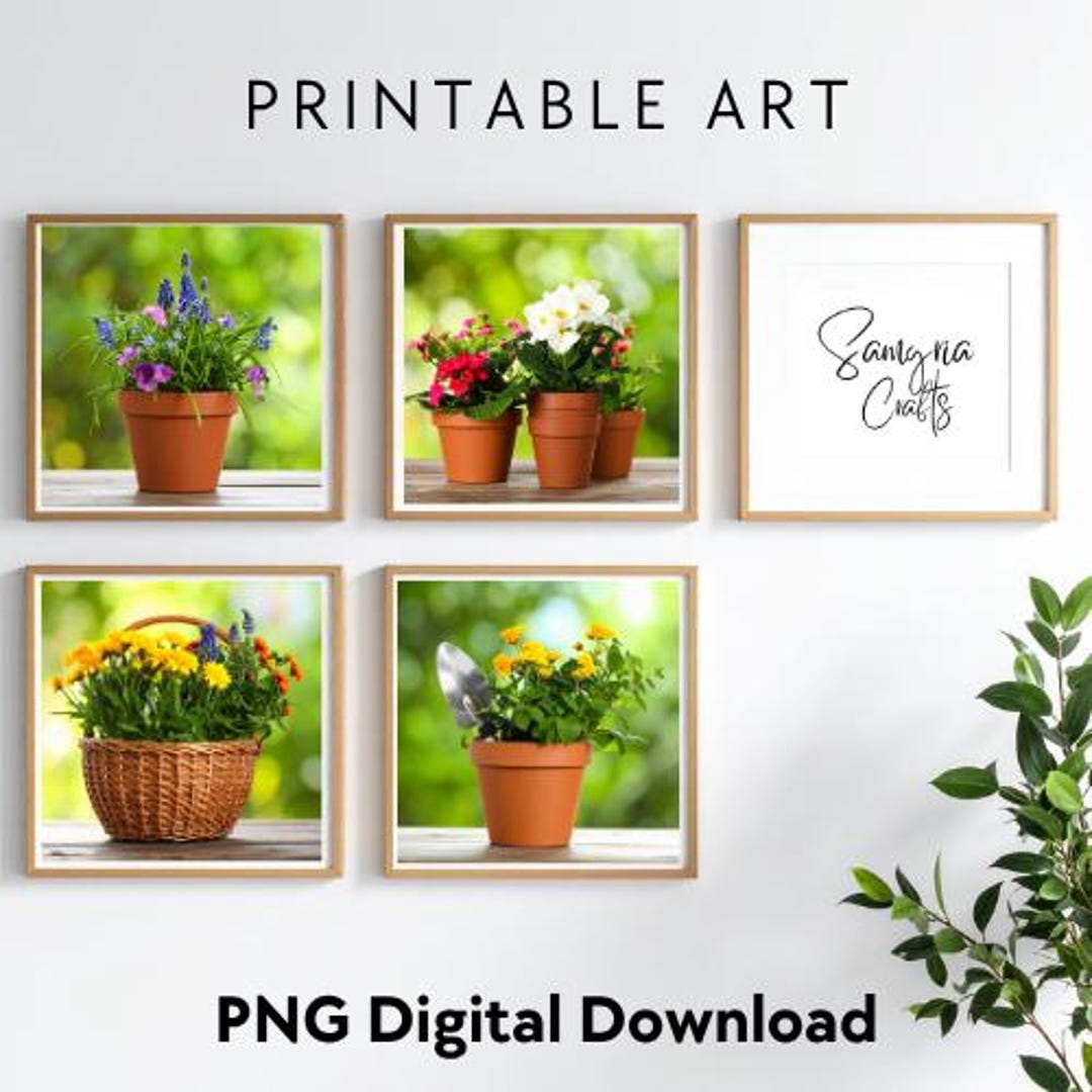 Floral Bouquet Print Set: Square Garden Flower PNG Digital Download - Etsy