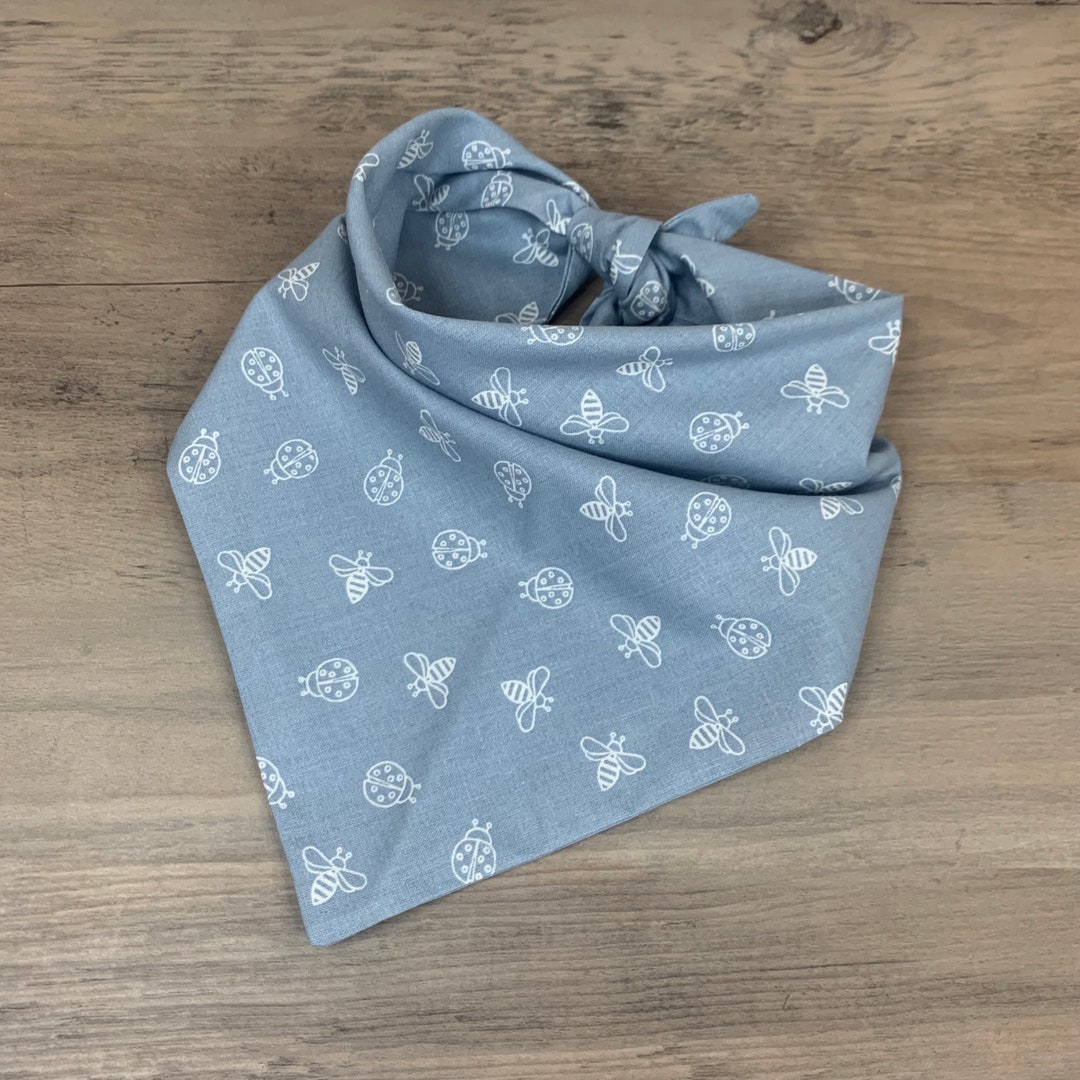 Dusty Blue White Insects - Tie up Personalized Dog Bandana - Pet ...