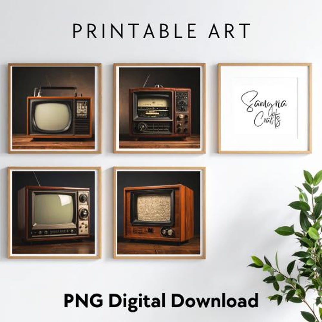 Vintage Technology Prints (set of 4): Retro Tech PNG Digital Download ...