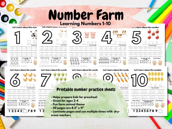 Back to School Worksheets Toddler Busy Book Number Tracing - Etsy