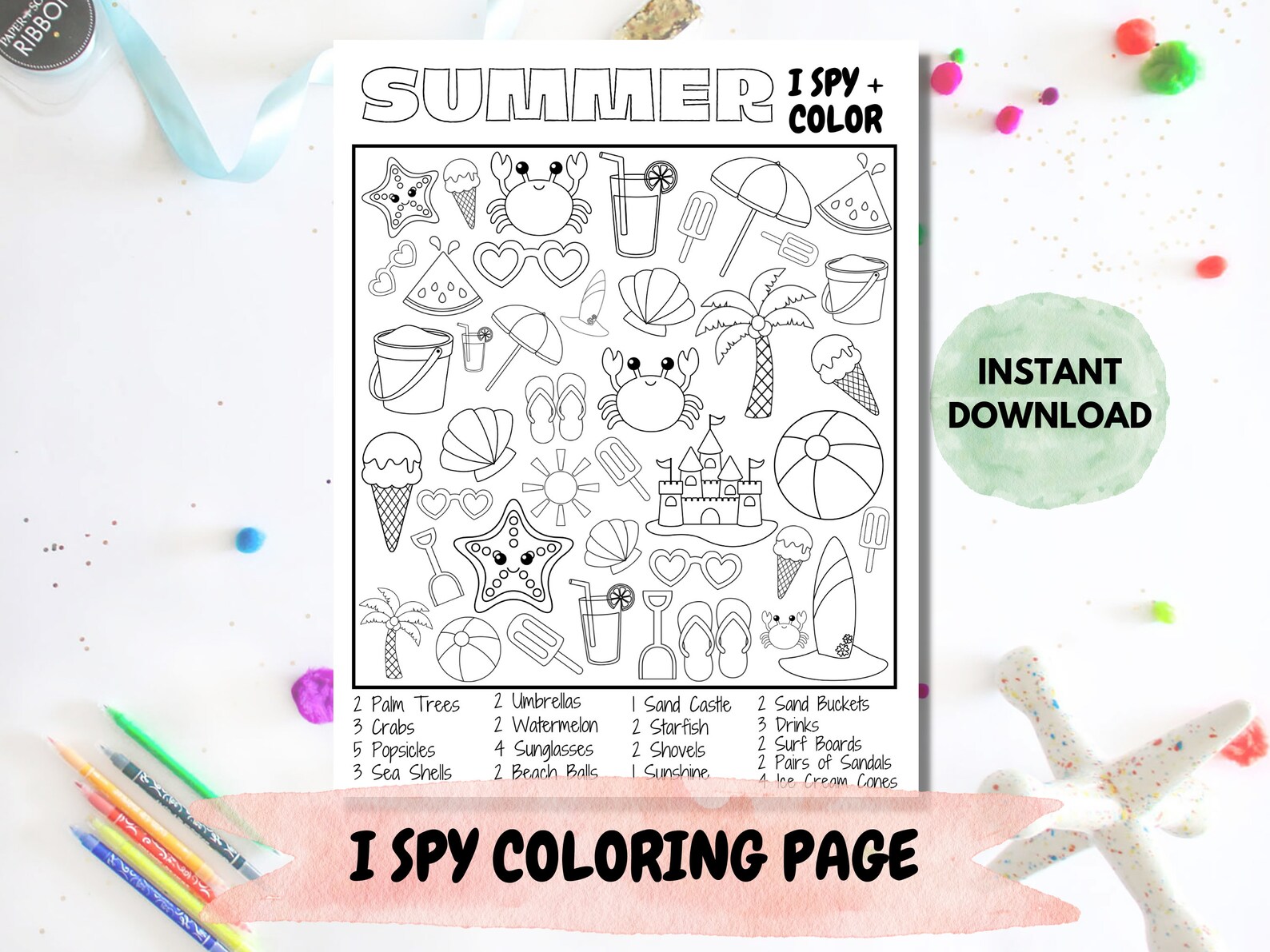 I Spy Coloring Sheet Printable Coloring Sheet Toddler - Etsy