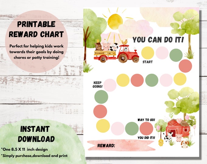 Printable Reward Chart, Kids Behavior Chart, Potty Training, Instant ...